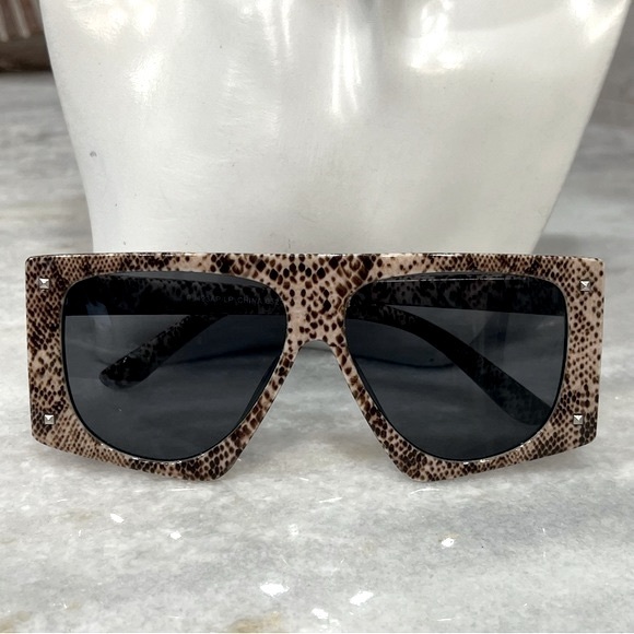 Accessories | Snake Print Squared Flat Top Diva Oversized Chunky ...